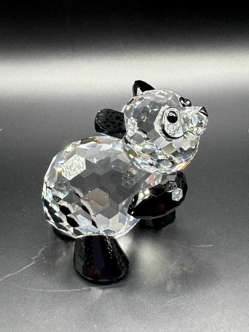 Swarovski Crystal Panda Bear Figurine #7611 - Collectible With Black ...