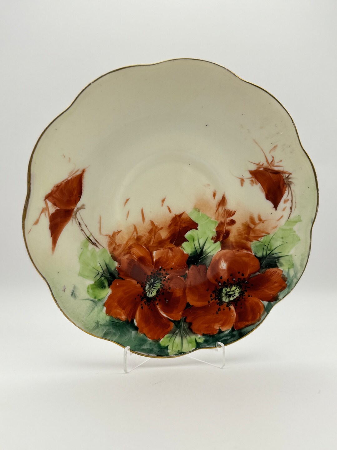 Rare Limoges France Hand-painted Plate With Red Poppy Design and Gold ...