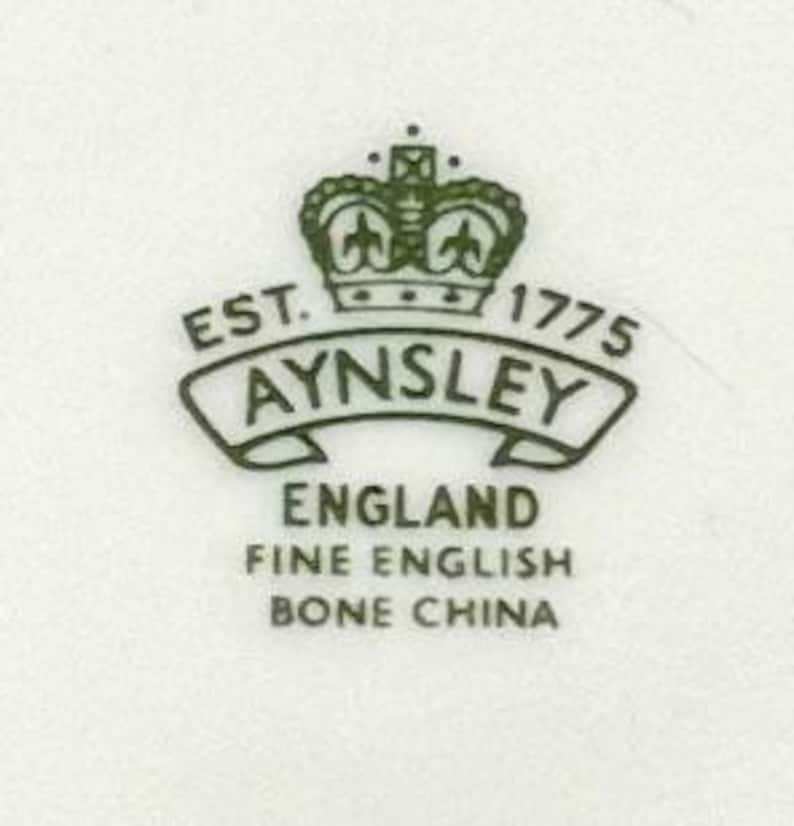 Aynsley Bone China Teacup and Saucer Set - Blue and Gold With Fruit ...