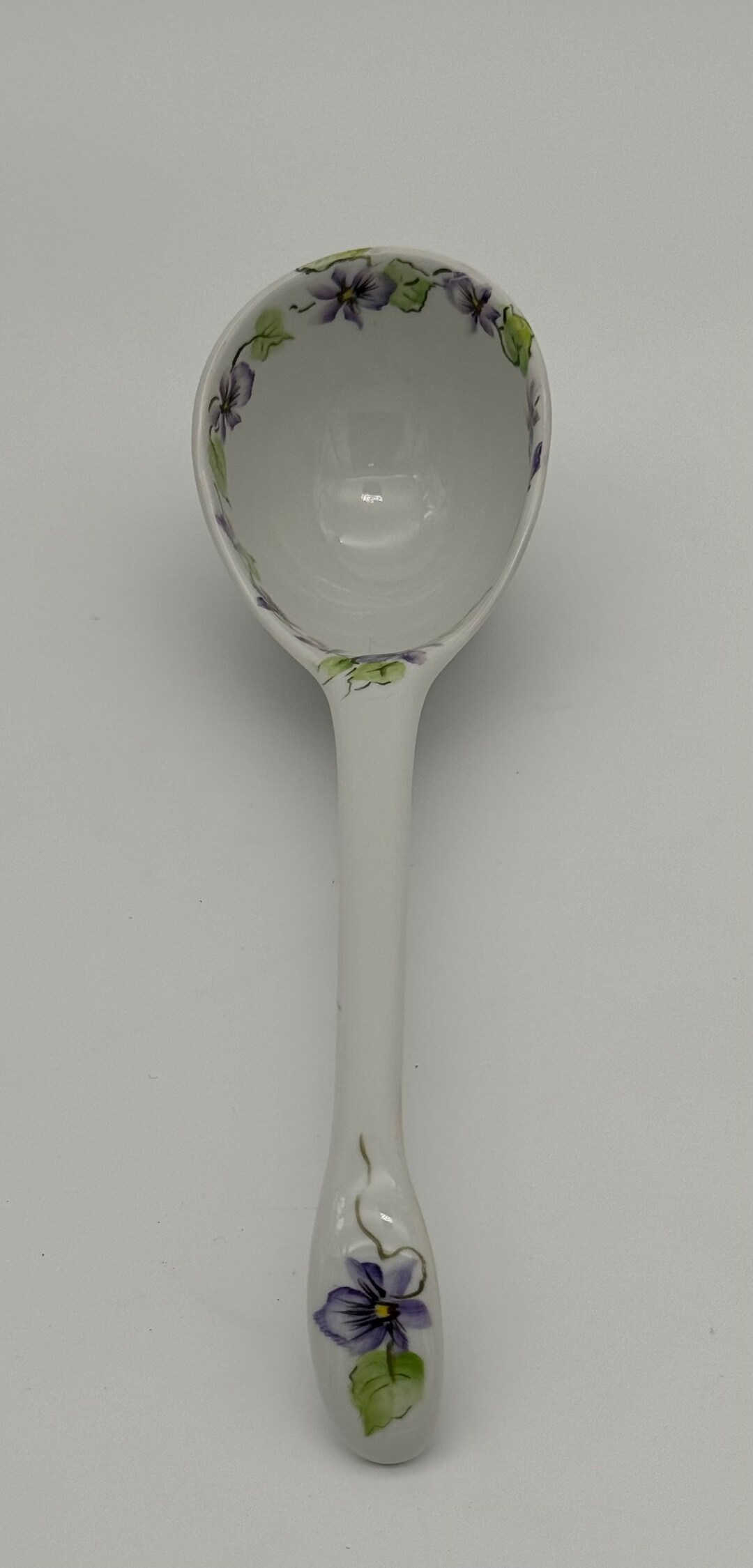 Antique Floral Limoges Hand Painted Punch Bowl Ladle - Signed L. Lenner ...