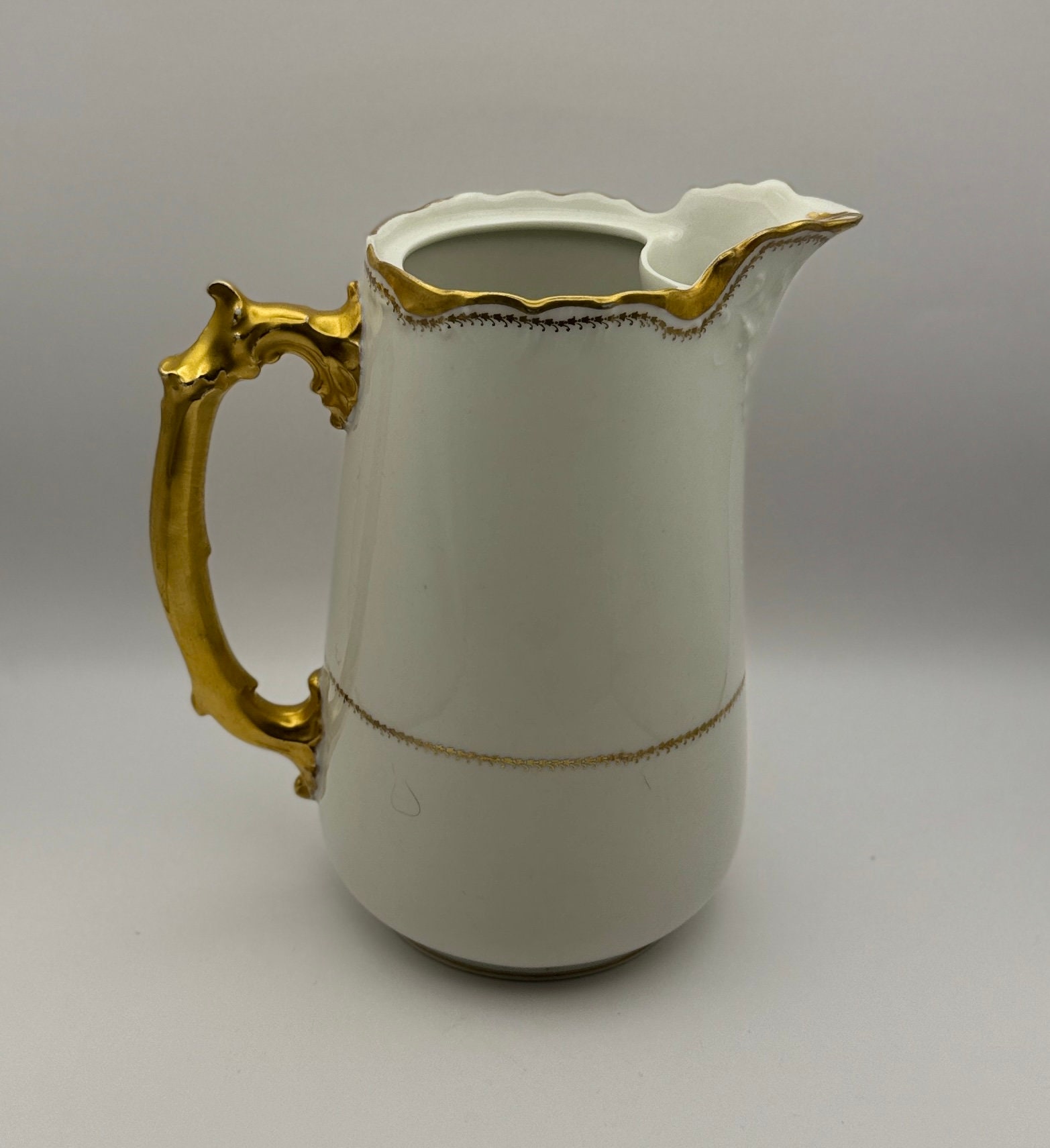 Antique Elite Works Limoges France Porcelain Pitcher With Gold Accents ...