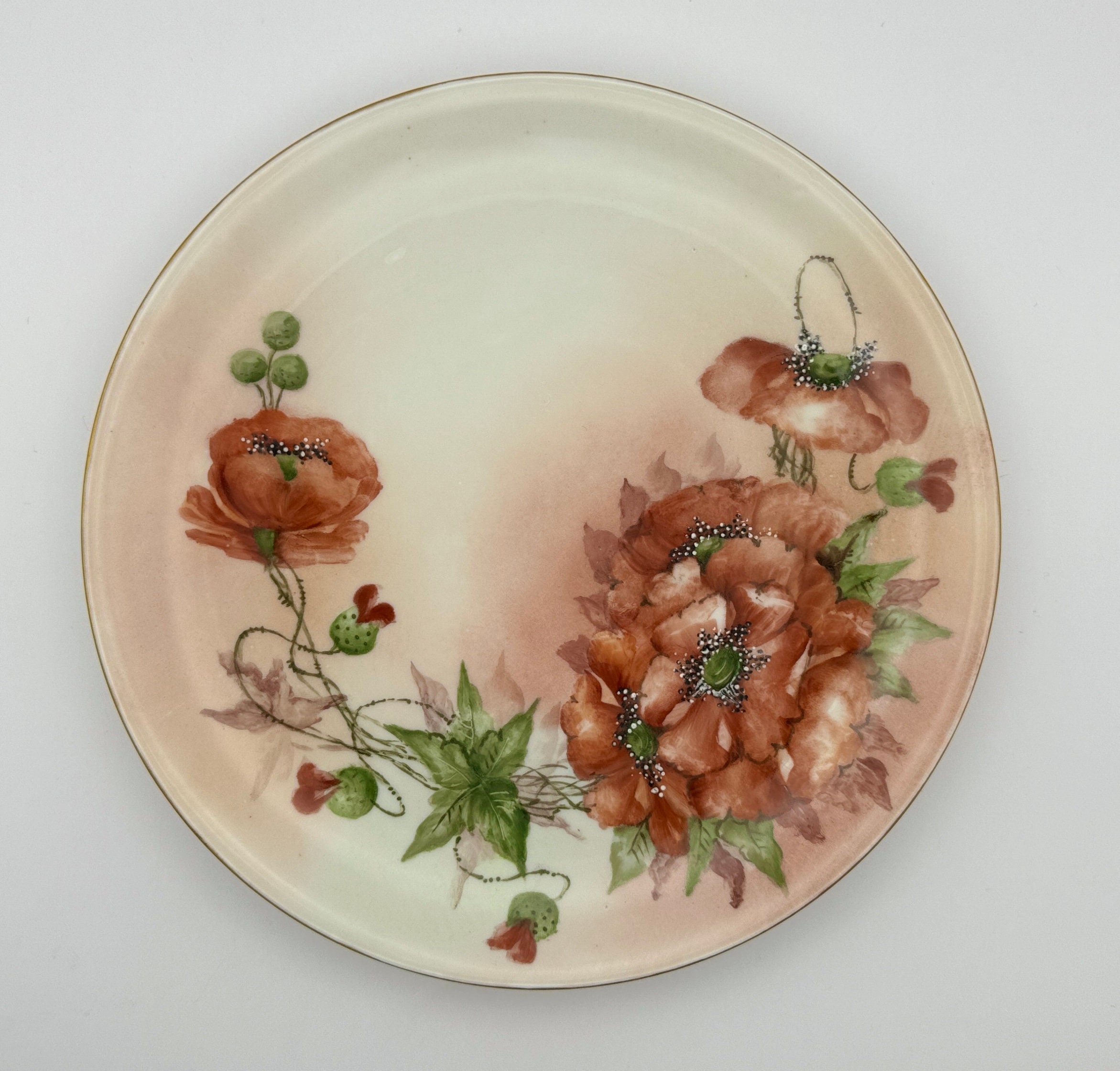 Limoges France Hand-painted Floral Porcelain Plate With Floral Design ...