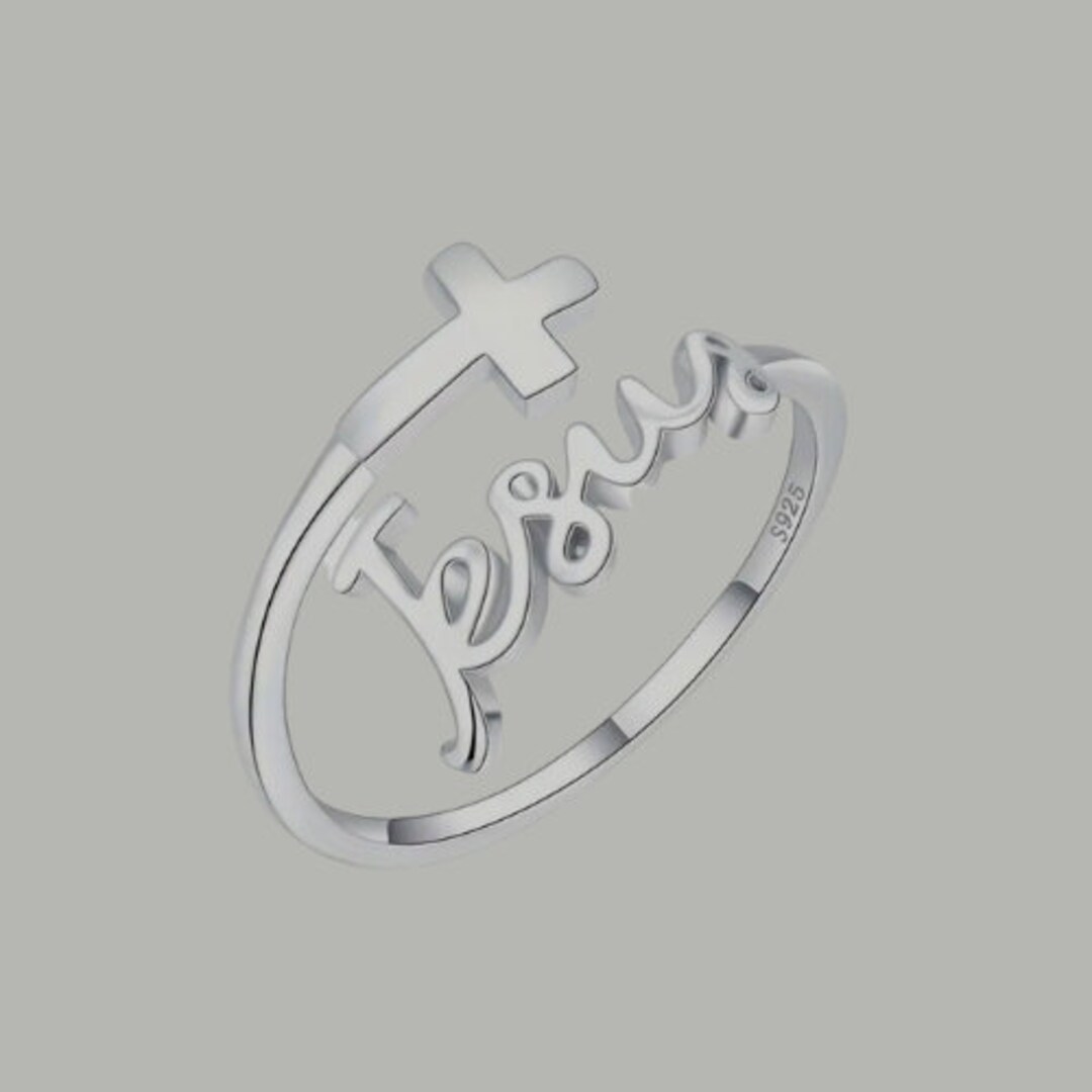 Sterling Silver Adjustable Jesus Ring Wrap Around Cross Jewelry Open ...