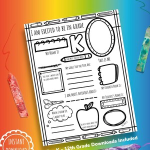 All About Me Poster Printable Worksheet Back to School Template First ...