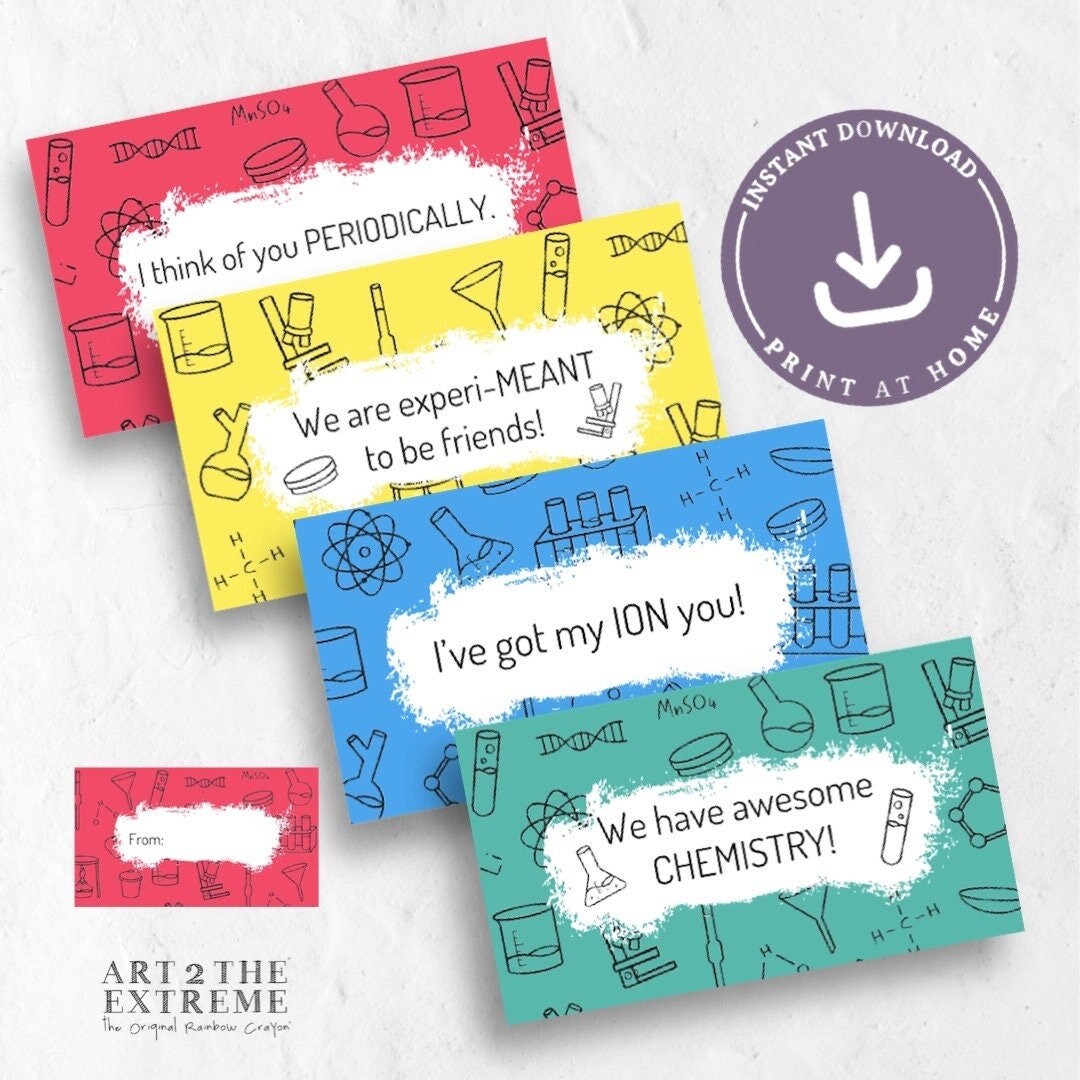Science Valentine Cards - INSTANT DOWNLOAD - Science Party Theme Print ...