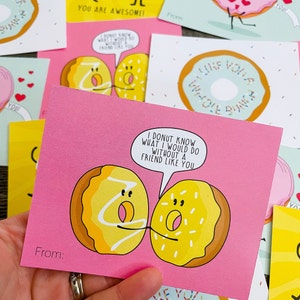 School Valentine's Day Card, Kids Donut Cards, INSTANT DOWNLOAD ...