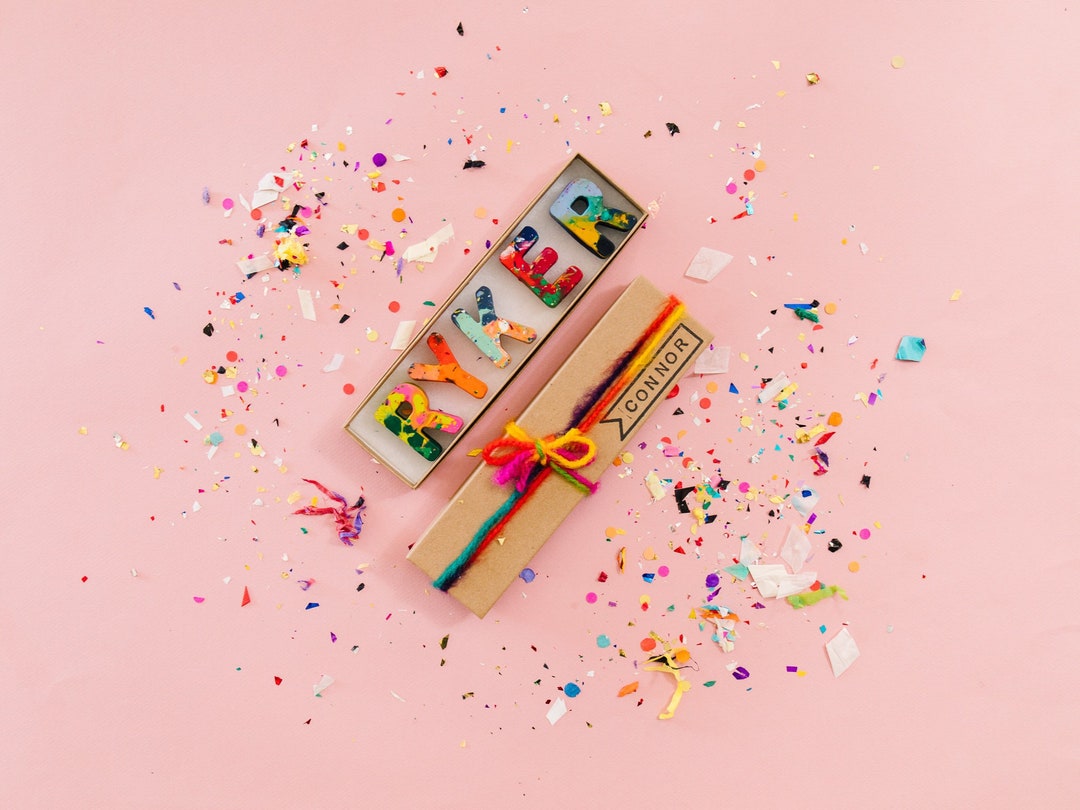 Kids Upcycled Gift Crayons, Personalized Crayon Name Gift Set ...