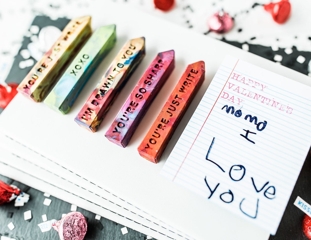 Class Valentine Crayon Card, Mini Rainbow Crayon Stix® Valentines Day ...