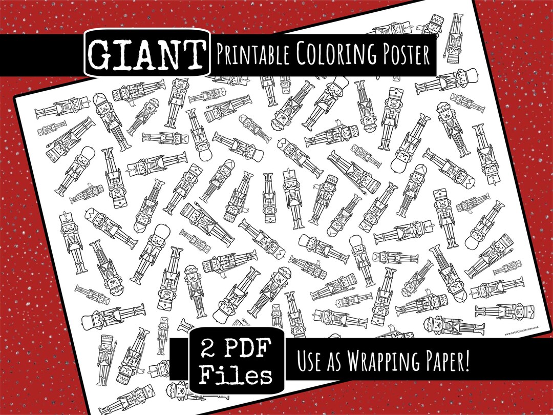 Nutcracker Coloring Posters -DIY Holiday Gift Wrap- 2 Nutcracker Gift ...