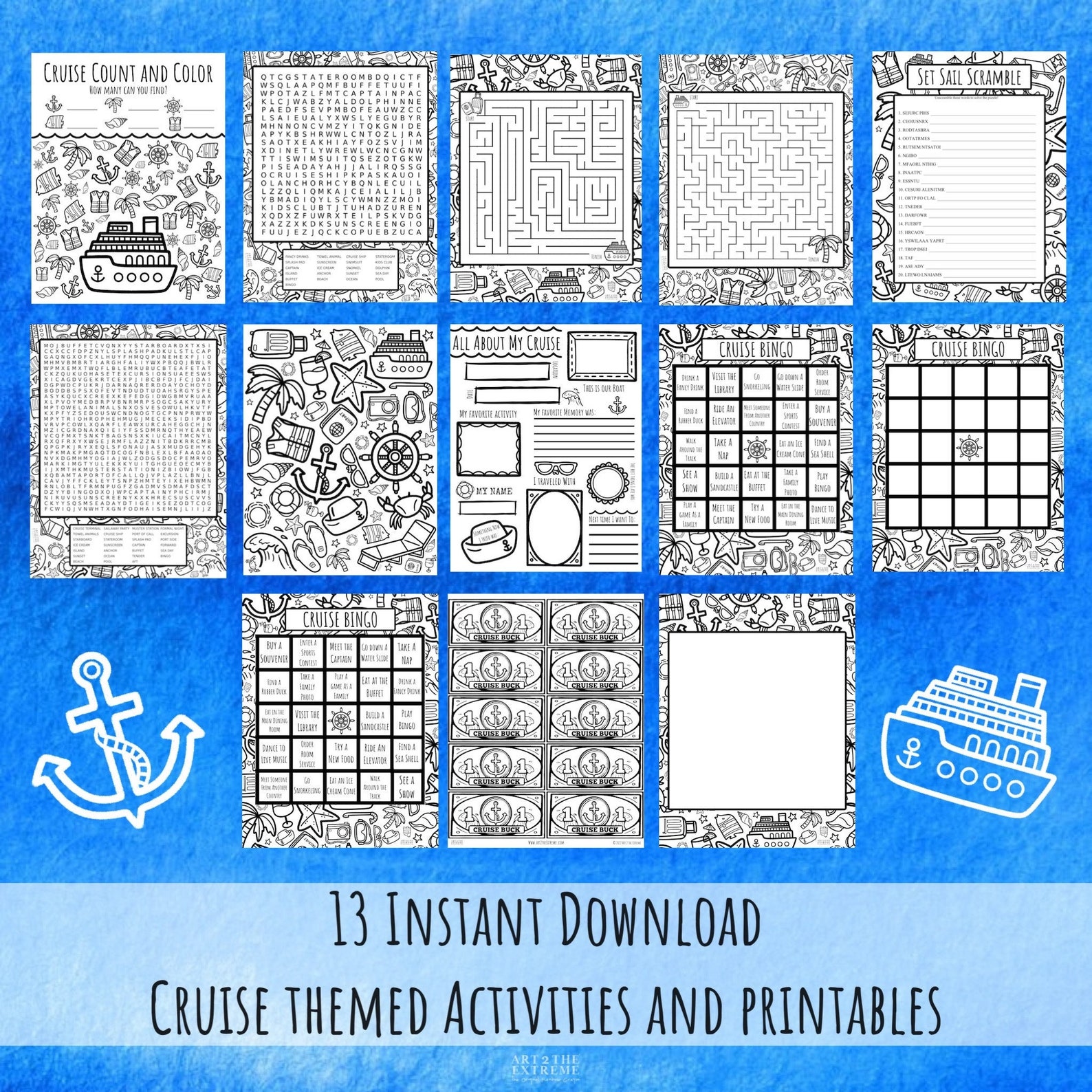 PRINTABLE Cruise Activity Worksheet Bundle 13 Cruise - Etsy