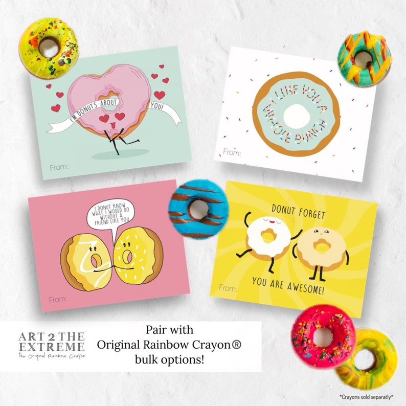 Classroom Valentine Kids Donut Cards INSTANT DOWNLOAD - Etsy