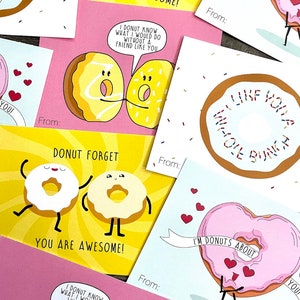 School Valentine's Day Card, Kids Donut Cards, INSTANT DOWNLOAD ...