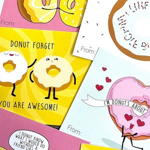 School Valentine's Day Card, Kids Donut Cards, INSTANT DOWNLOAD ...