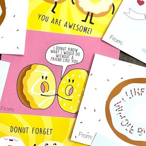 School Valentine's Day Card, Kids Donut Cards, INSTANT DOWNLOAD ...