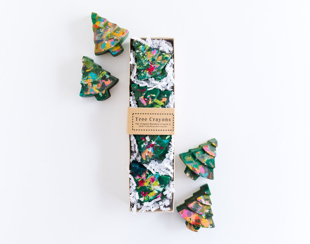 Christmas Tree Crayons, Upcycled Crayon Set as Holiday Gift for Kids ...