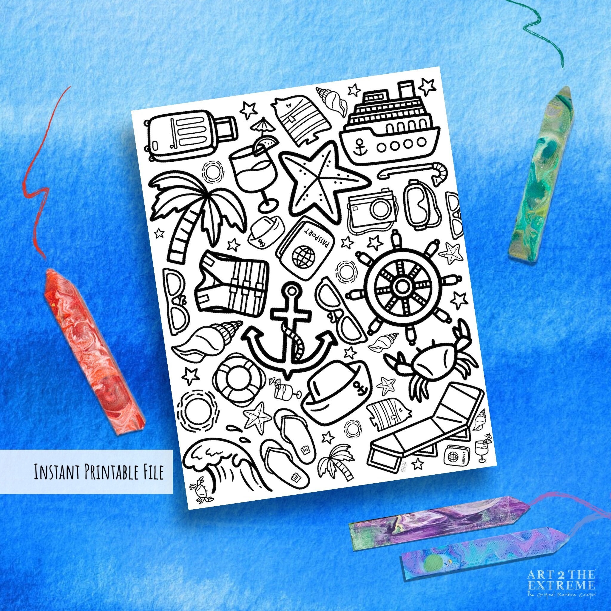 Vacation Theme Coloring Pages
