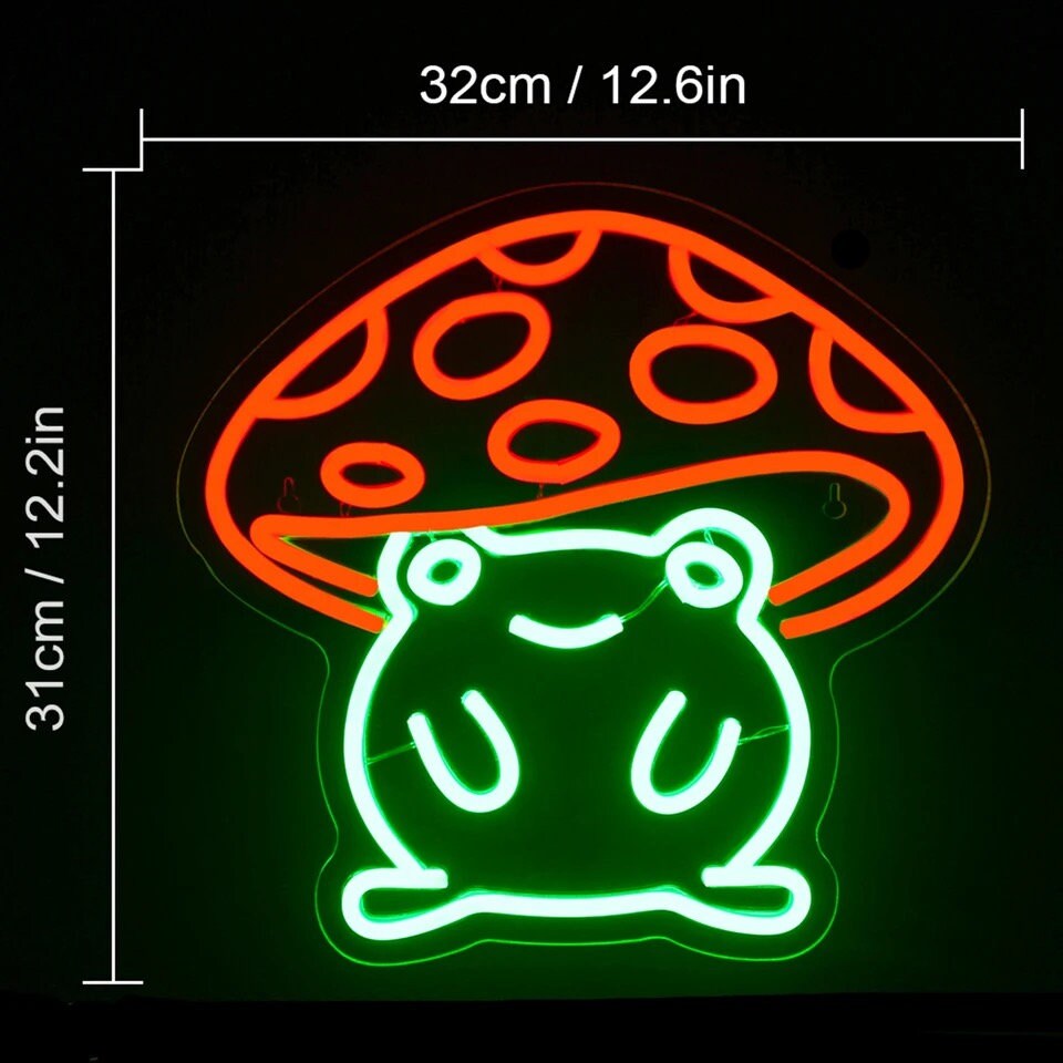 Frog Mushroom LED Neon Wall Light Decor,toad Neon,frog Led Sign,man ...