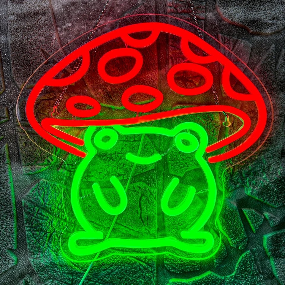Frog Mushroom LED Neon Wall Light Decor,toad Neon,frog Led Sign,man ...