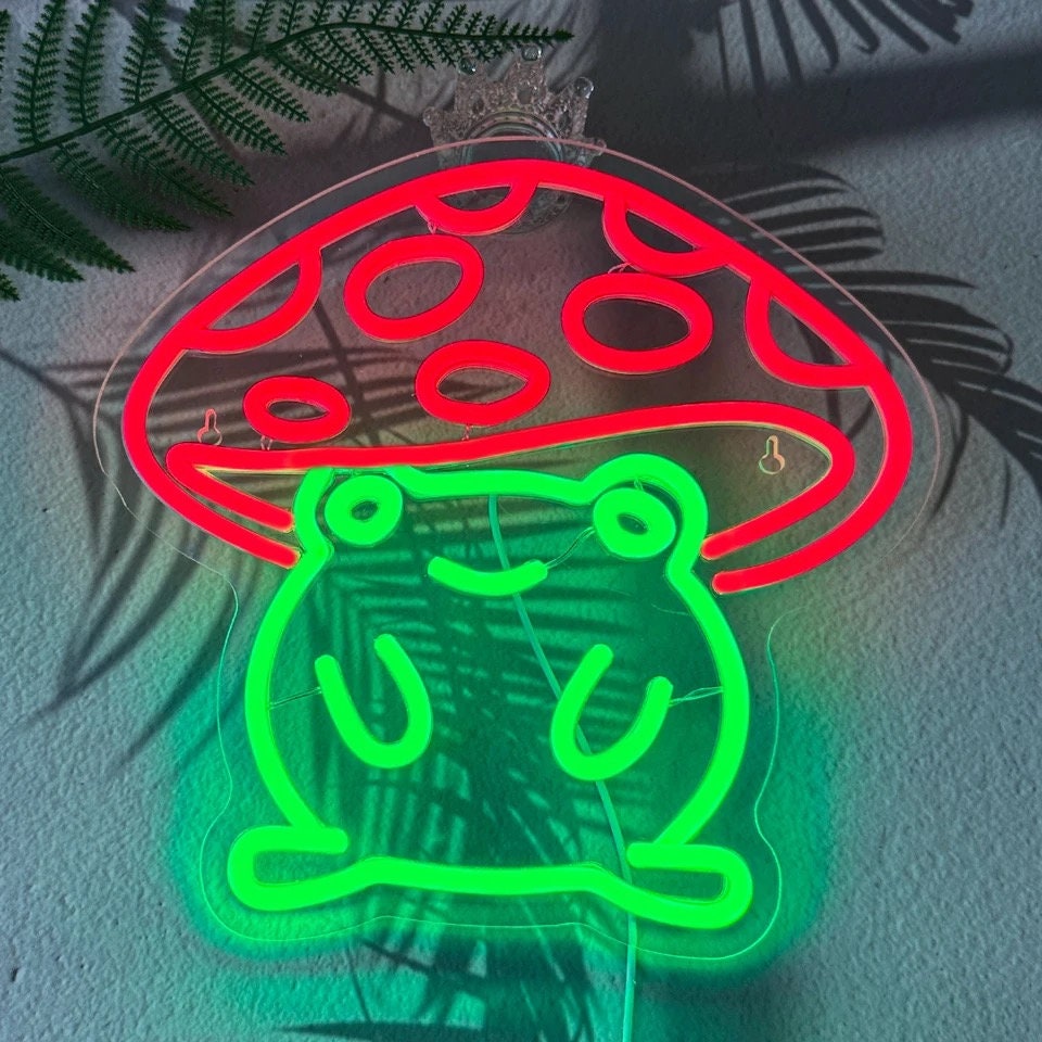 Frog Mushroom LED Neon Wall Light Decor,toad Neon,frog Led Sign,man ...