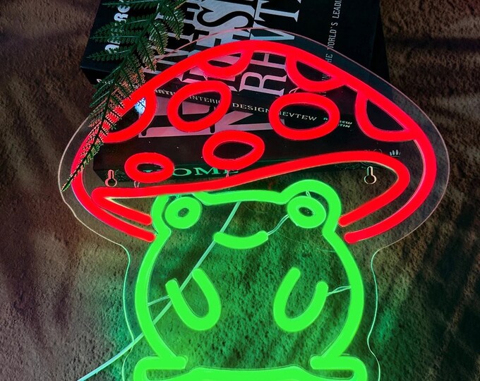 Frog Mushroom LED Neon Wall Light Decor,toad Neon,frog Led Sign,man ...