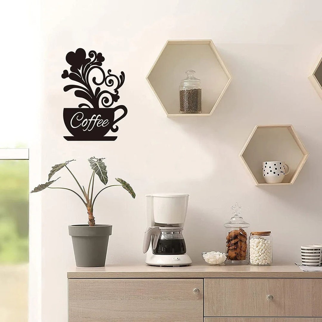 Coffee Cup Metal Wall Art, Metal Wall Decoration for Kitchen, Coffee ...