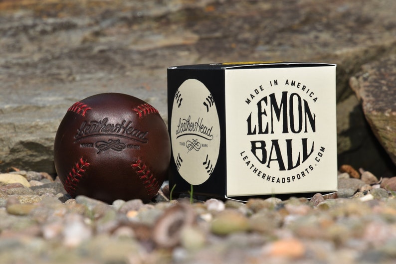 LEMON BALL Vintage Style Baseball, Brown Leather With Red Stitches ...