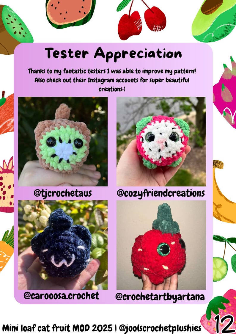 Mini Loaf Cats Fruit MOD (digital Pattern) - Etsy