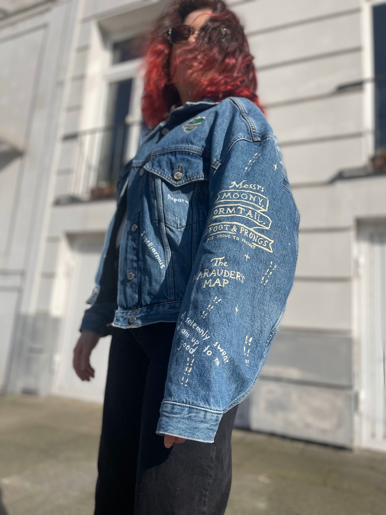 Hand-painted Denim Jacket Magical Theme - Etsy