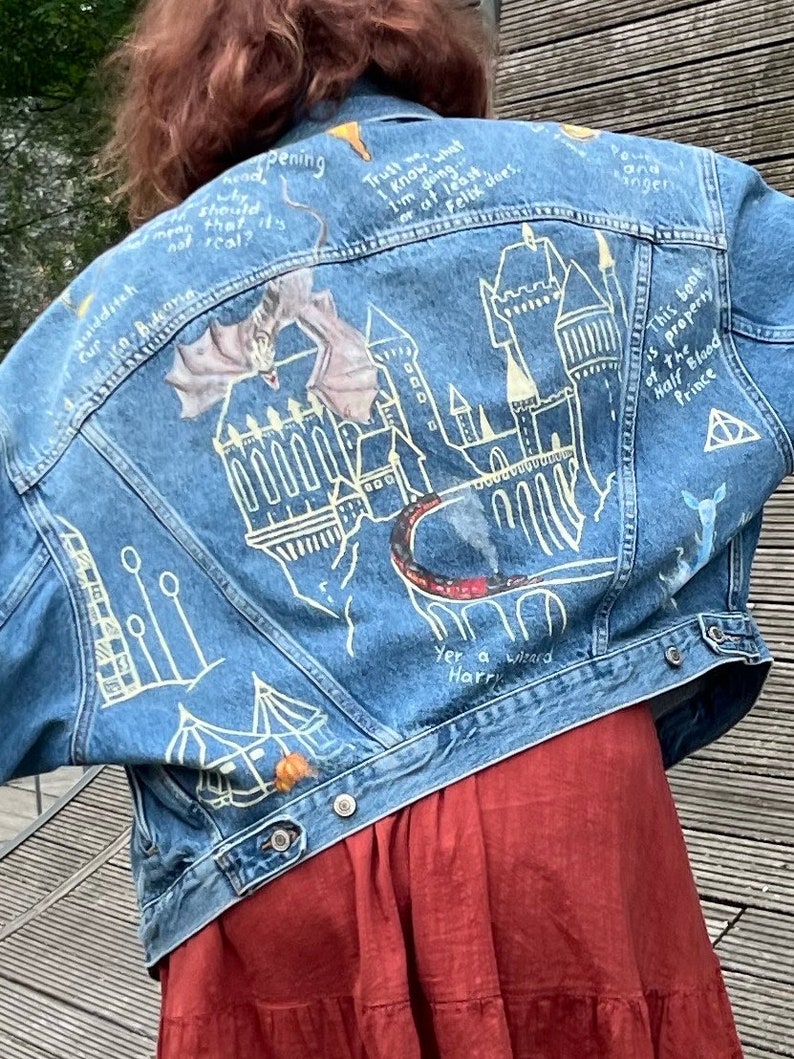 Hand-painted Denim Jacket Magical Theme - Etsy