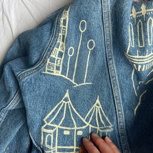 Hand-painted Denim Jacket: Magical Wizard Theme - Etsy