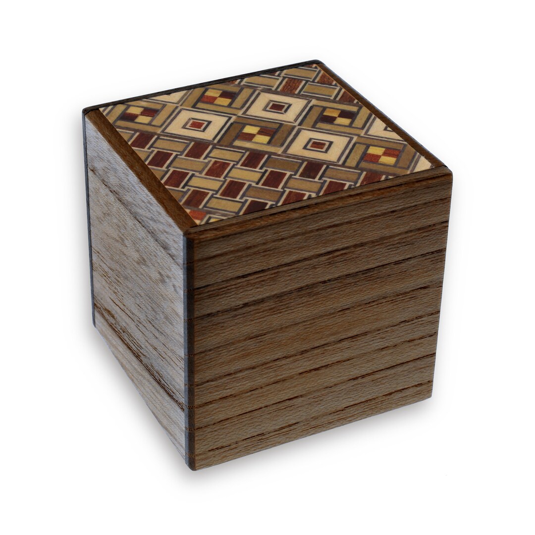 Japanese Puzzle Box 2 Sun Cube 4 Step Drawer Koyosegi, Walnut, Wood ...