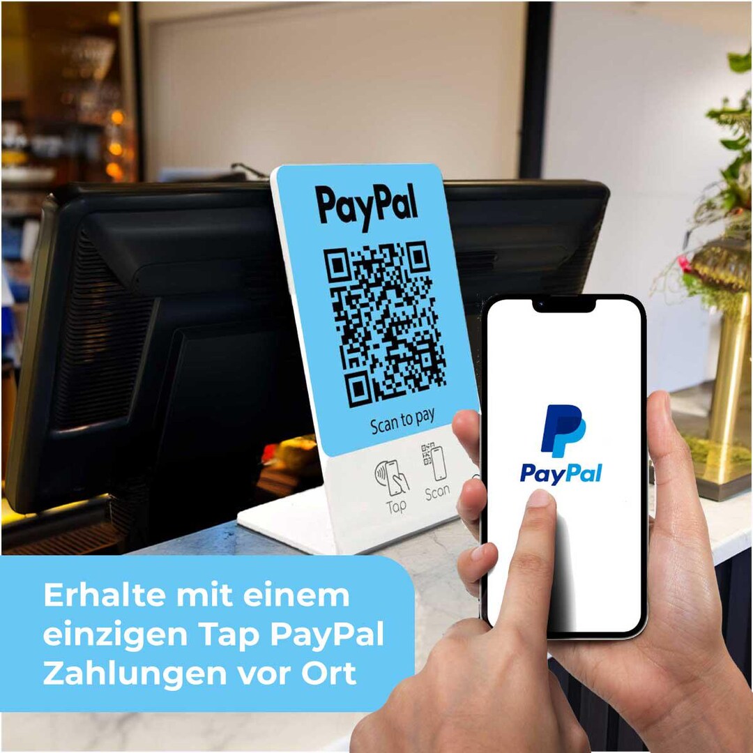 Paypal Payment NFC Display – Tabletop Stand With QR Code – Contactless ...