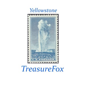 FIVE 5c Yellowstone National Park Stamps .. Vintage Unused US Postage ...