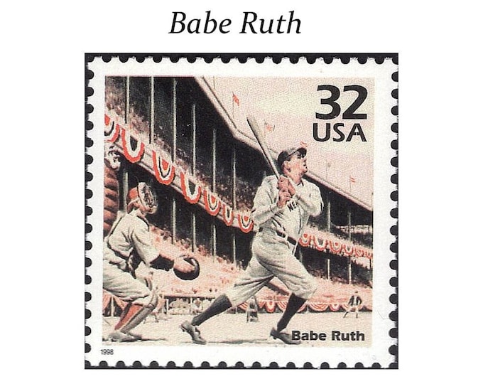 Five 32c Babe Ruth Stamps .. Unused US Postage Stamps Baseball Game ...