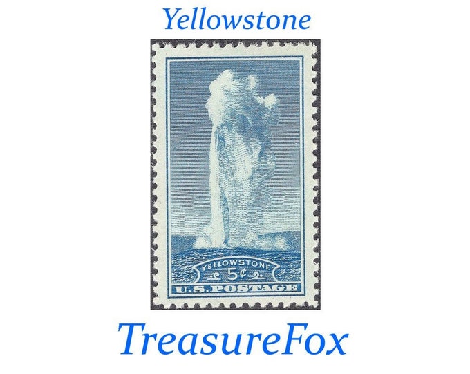 FIVE 5c Yellowstone National Park Stamps .. Vintage Unused US Postage ...