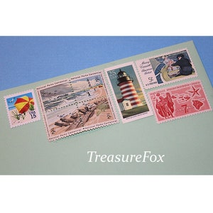 Beach FUN .. Unused Vintage US Postage Stamps .. Enough to Mail 10 ...