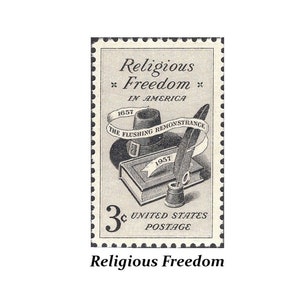 3c Religious Freedom Stamp .. Unused US Postage Stamps .. Pack of 10 ...