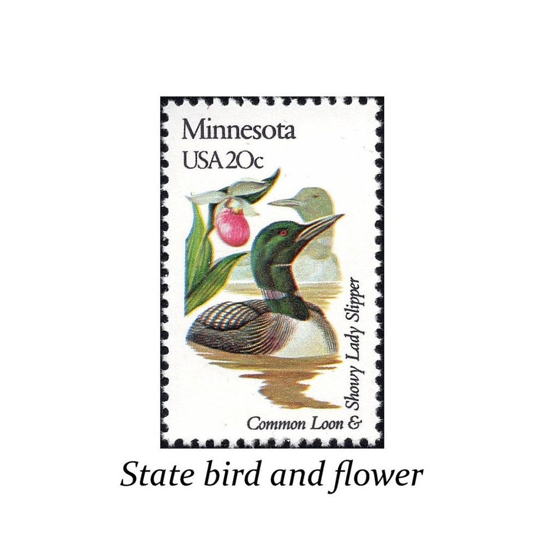 Five 20c MINNESOTA State Bird and Flower Stamps | Vintage Unused US ...