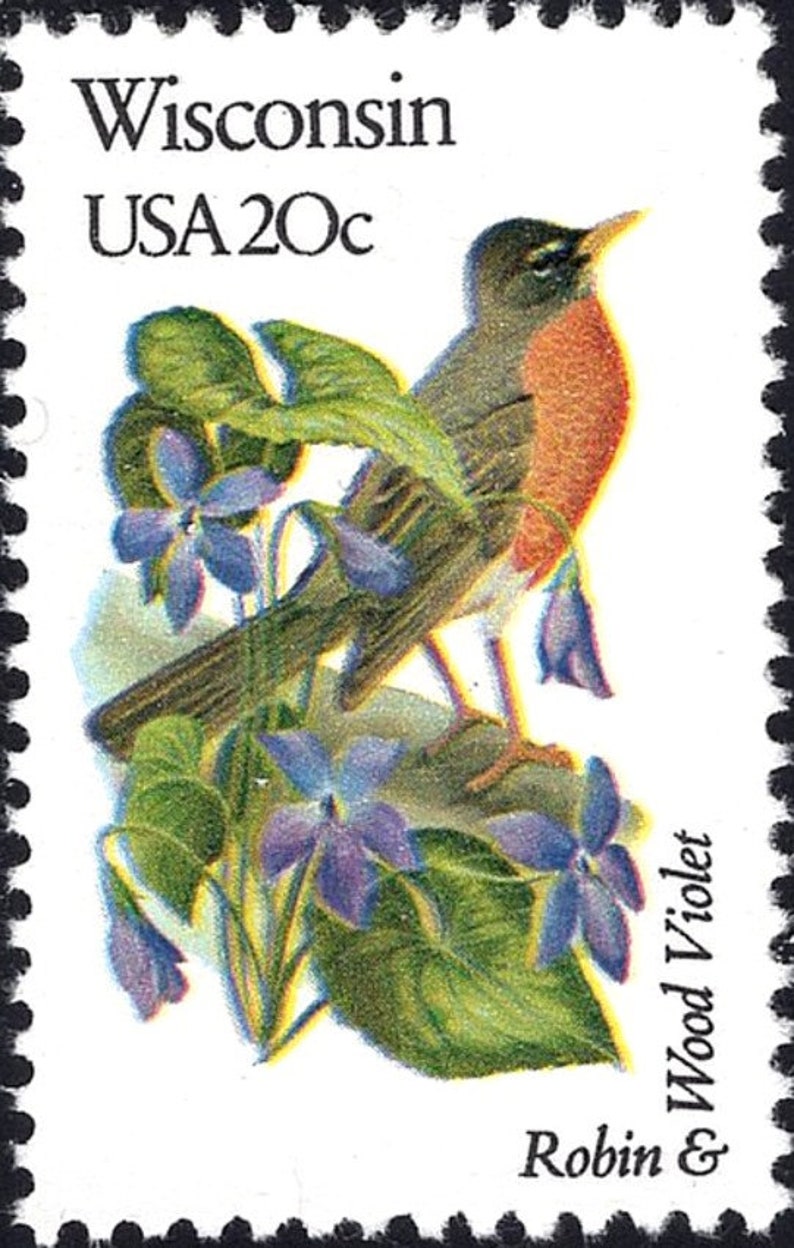Five 20c WISCONSIN State Bird and Flower Stamps Vintage - Etsy