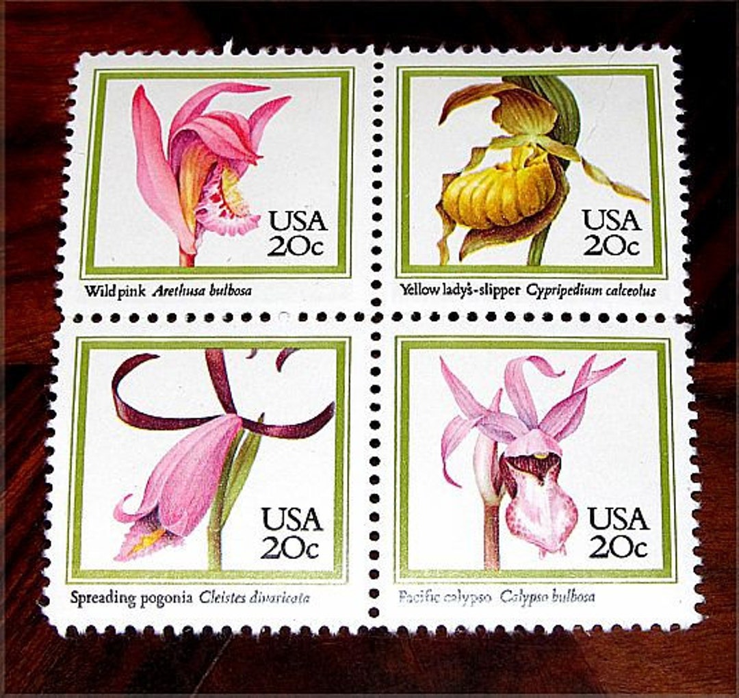 Vintage MINT 20 Cent Postage Stamps .. Orchid Flowers Set of 50 Stamps ...