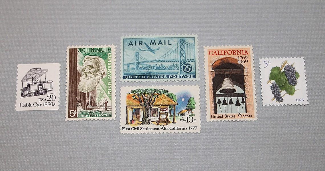San Francisco .. Unused Vintage Postage Stamps by Treasurefox .. Mail 5 ...
