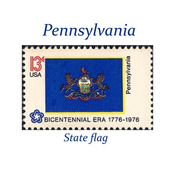 TEN 13c Pennsylvania State Flag Stamp Vintage Unused US | Etsy