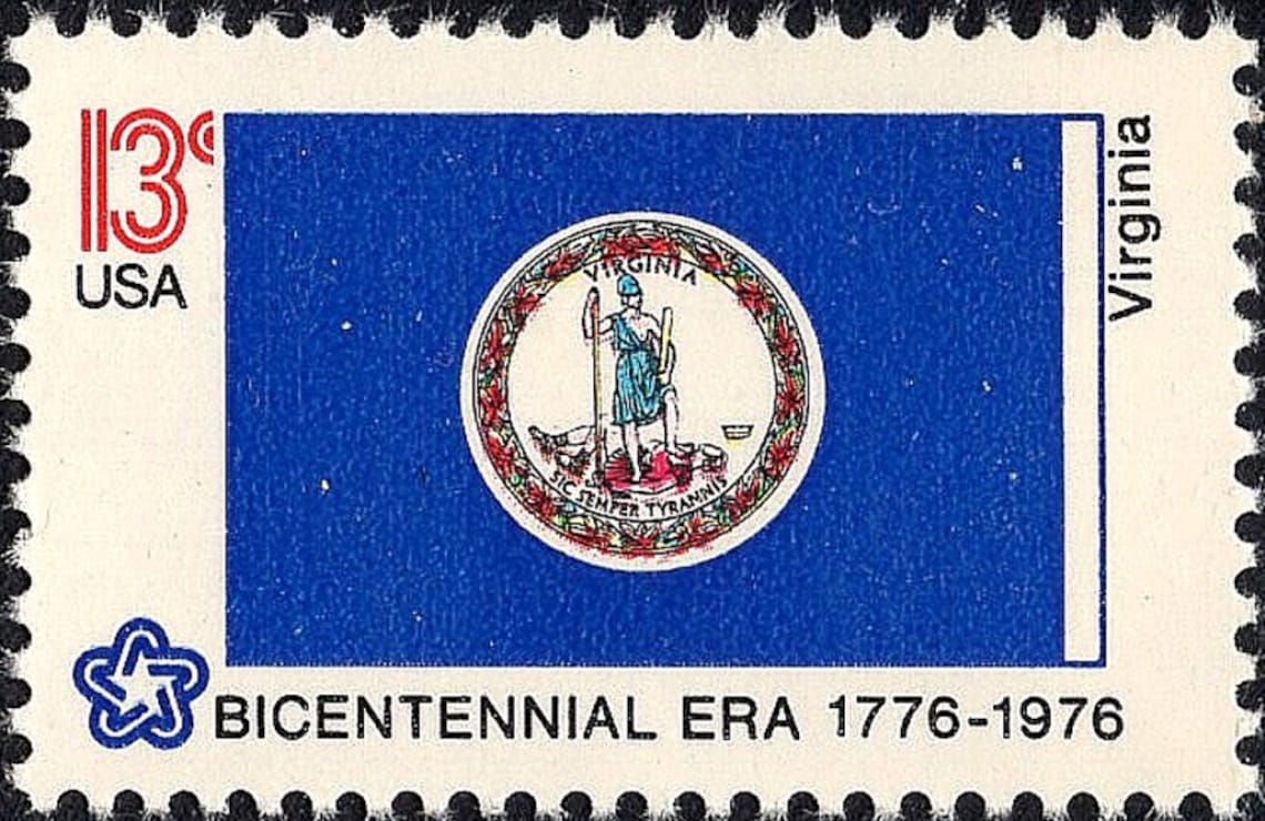 TEN 13c VIRGINIA State Flag Stamp Vintage Unused US Postage - Etsy