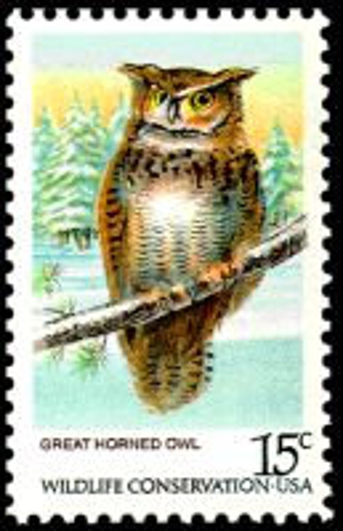 Twenty 15c American Owls Stamps | 4 Different Owls Featured | Vintage ...