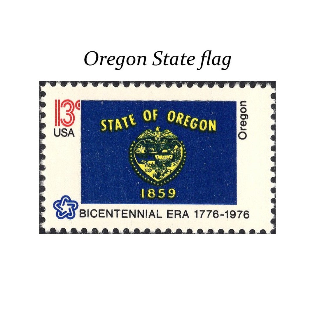 TEN 13c Oregon State Flag Stamp | Vintage Unused US Postage Stamps ...