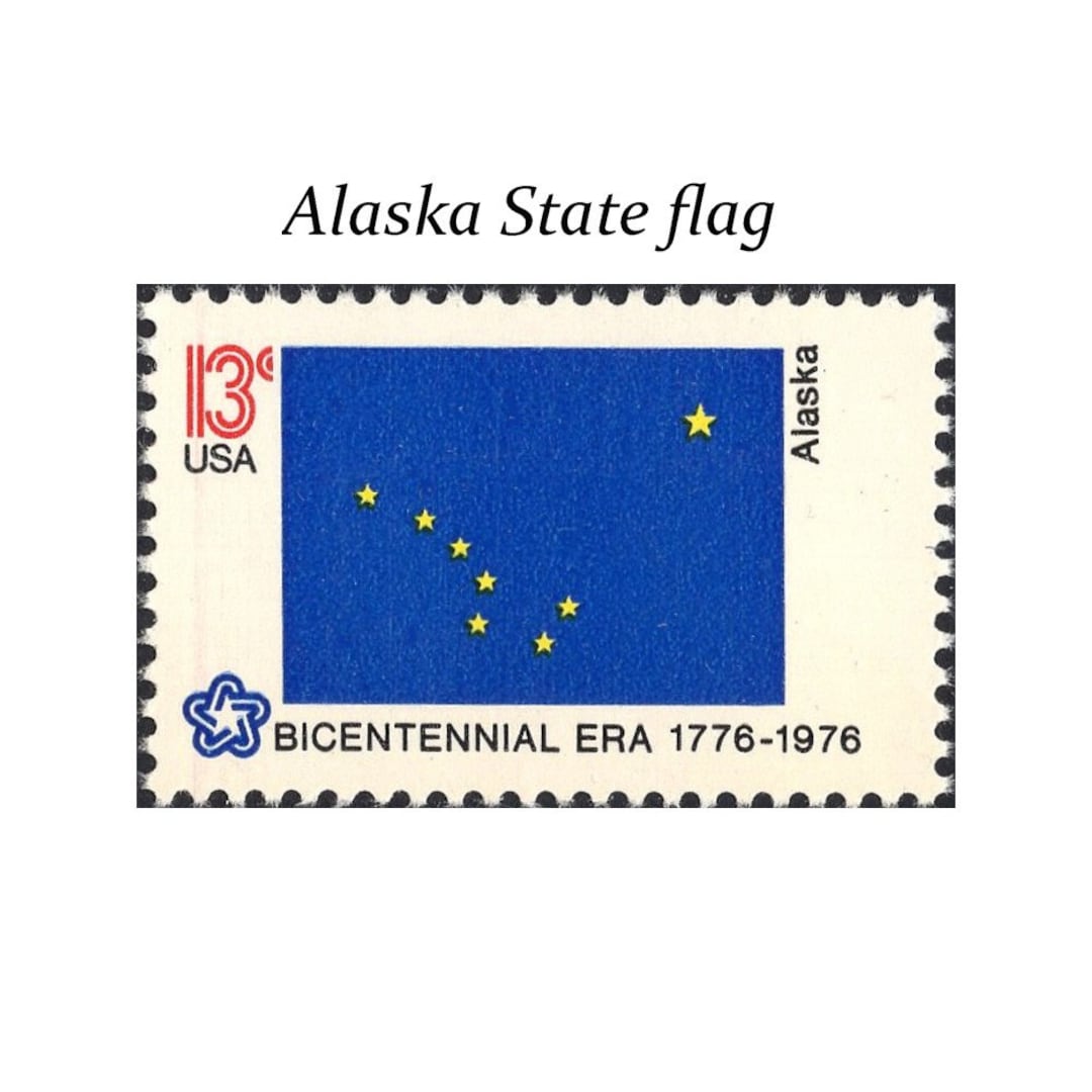 TEN 13c Alaska State Flag Stamp | Vintage Unused US Postage Stamps ...