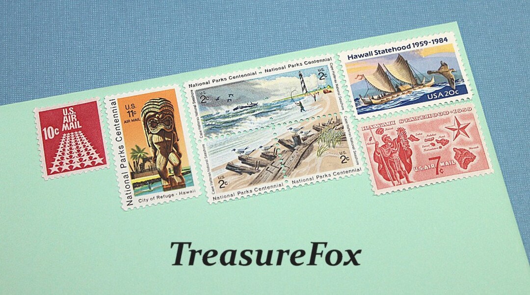 Aloha HAWAII Too .. Unused Vintage US Postage Stamps Mail 10 Letters ...