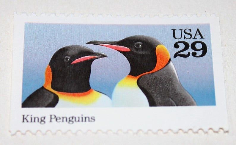 TEN 29c King Penguin Postage Stamps .. Unused US Postage Stamps .. Zoo ...
