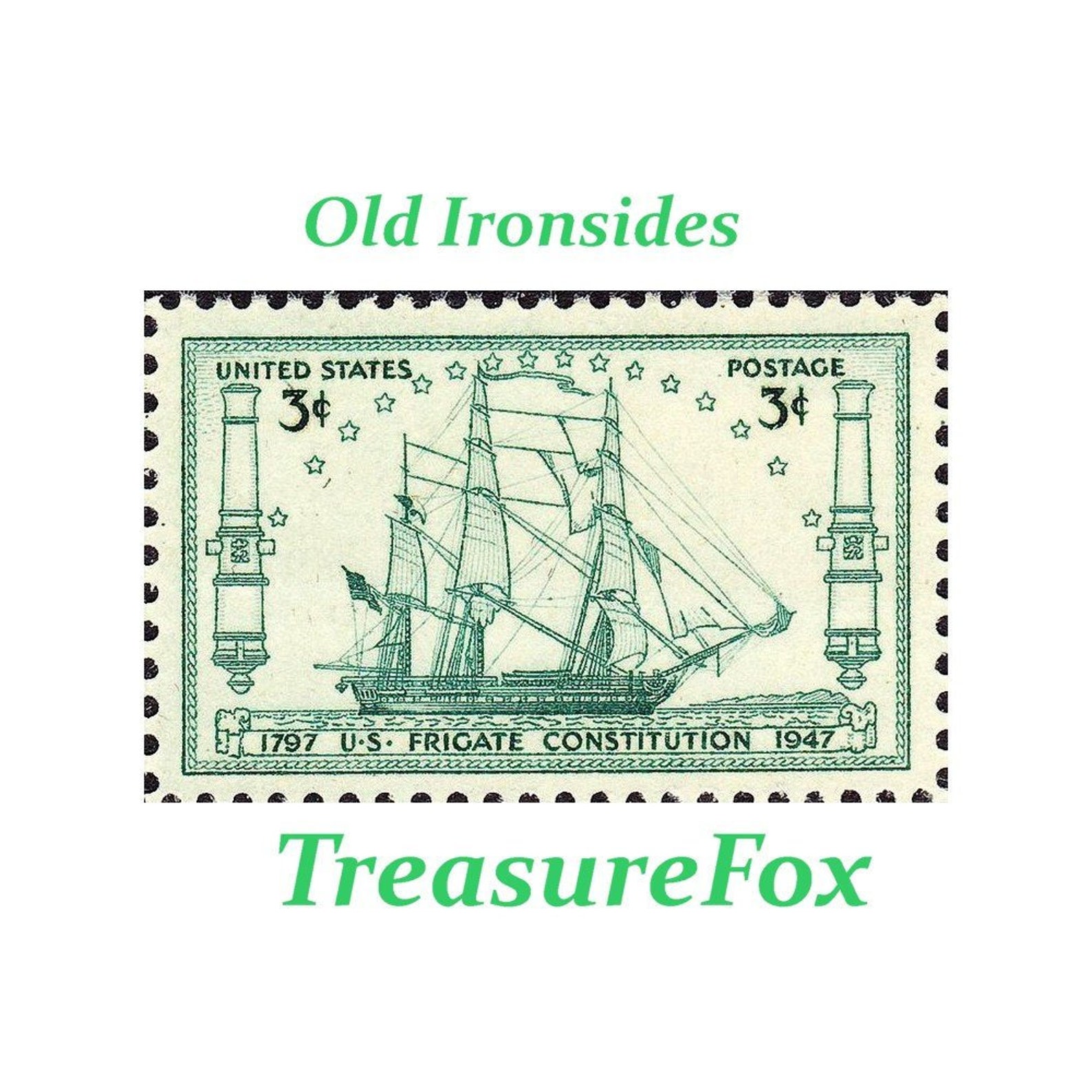 TEN 3c U.S. Frigate Constitution Stamp .. Issue of 1947 .. | Etsy
