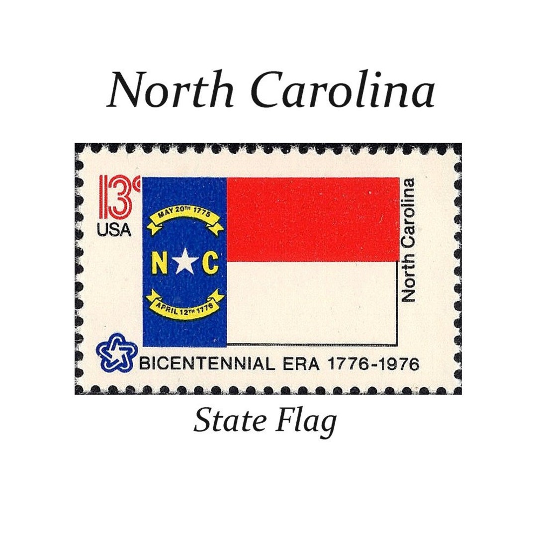 TEN 13c North Carolina State Flag Stamp | Vintage Unused US Postage ...